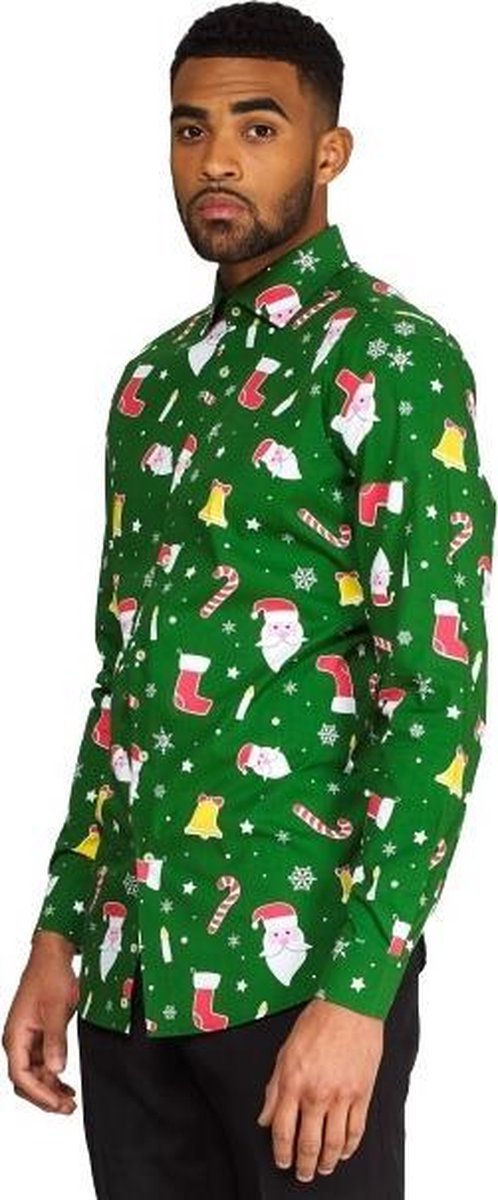 OppoSuits Santaboss Shirt - Heren Overhemd - Kerst - Groen - Maat EU 37 ...