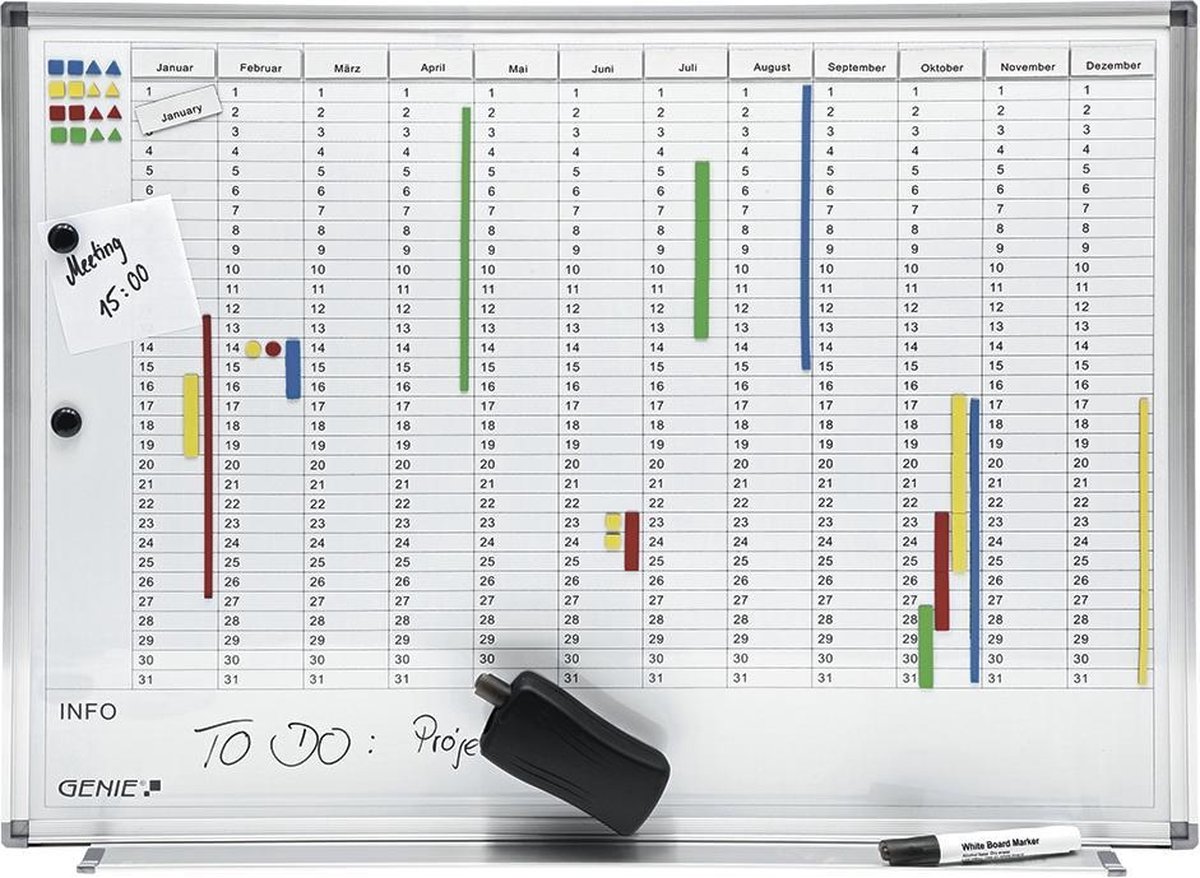 Genie AP2000 Jaarplanner magnetisch bord 77 x 56 cm Wit | bol