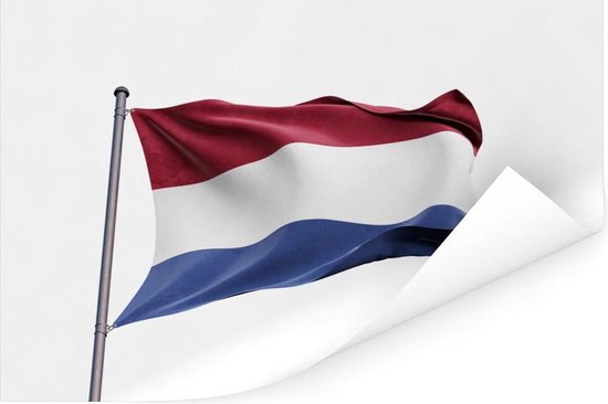Een wapperende Nederlandse vlag op een witte achtergrond Poster 90x60 ...