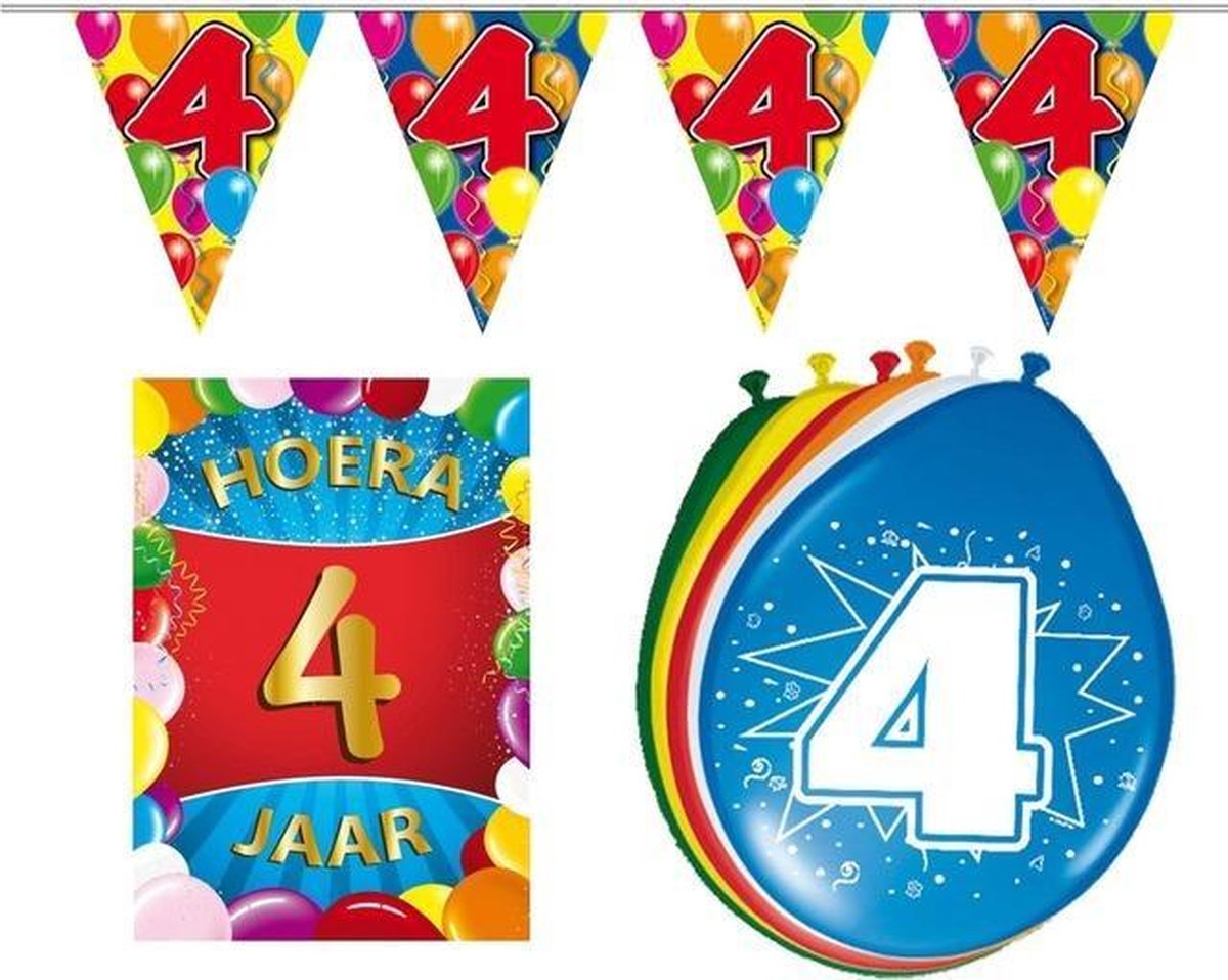 4 jarige/jaar feestartikelen versiering voordeel pakket | bol.com
