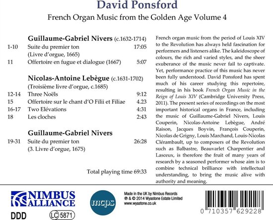 David Ponsford - French Organ Music From The Golden Age Vol. 4 (CD ...