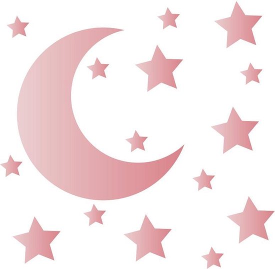 Maan en sterren muurstickers rood | bol.com