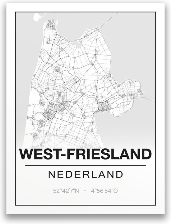 Poster/plattegrond WEST-FRIESLAND - A4 | bol.com