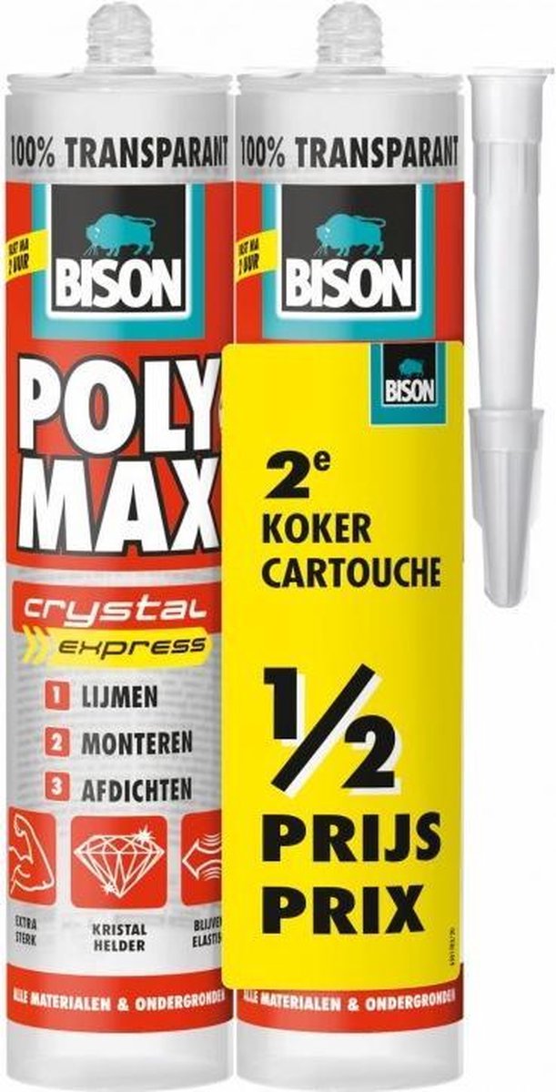 Bison polymax crystal express transparant duoverpakking | bol.com