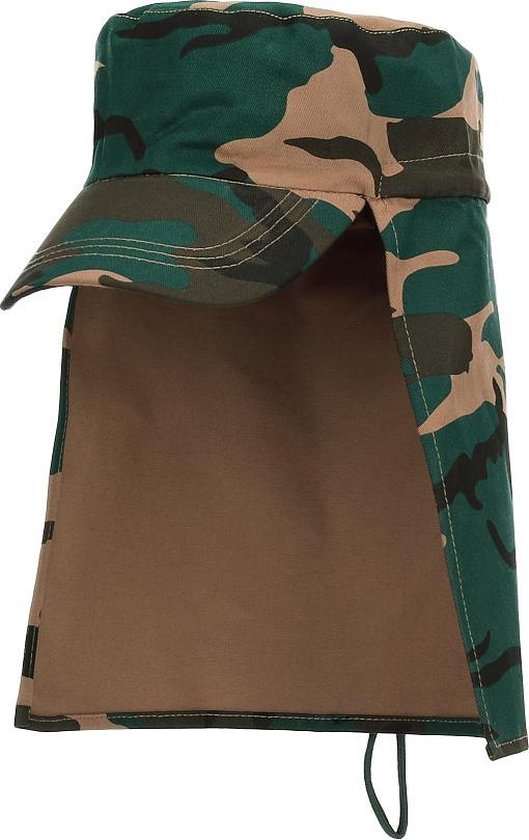 Fostex Garments - Fieldcap with neckprotector (kleur: Woodland / maat: NVT) | bol