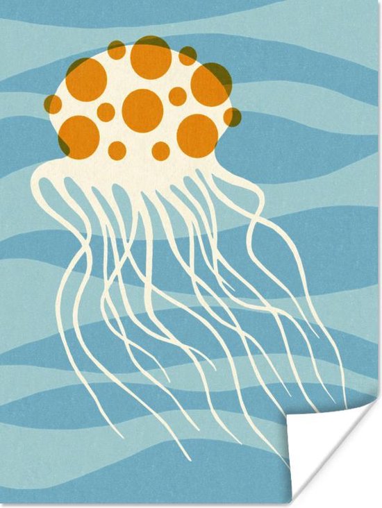 Poster tekening - Kwal - Blauw - 120x160 cm XXL | bol.com