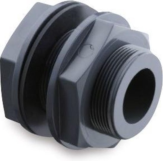 Doorvoer PVC-U 16 mm x 3/4" x 1/2" lijmmof x buitendraad x binnendraad 10bar grijs | bol