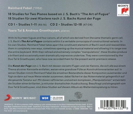 J.S. Bach & Reinhard Febel: 18 Studies on The Art of Fugue, Duo Tal ...