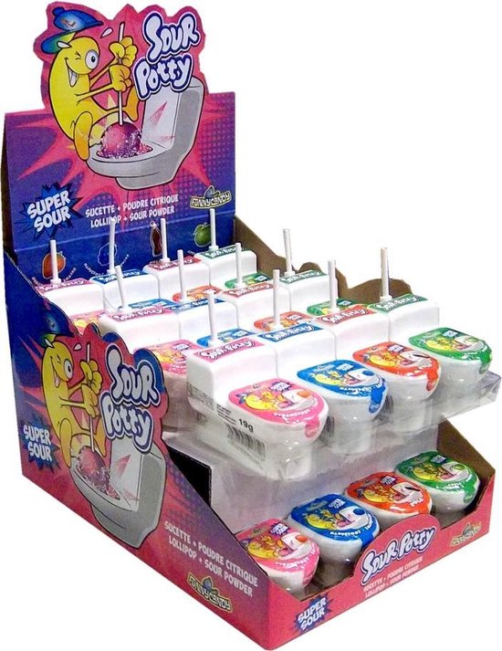 Snoep Sour Potty Lolly Display 24 Stuks | bol