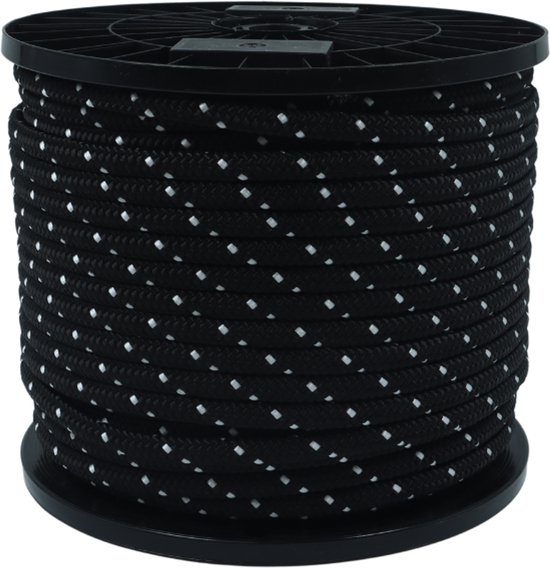 Premium boot touw Zwart/Wit Ø8mm - 100 meter | bol