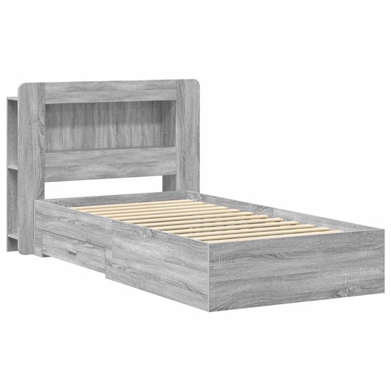vidaXL - Bedombouw - met - opslag - Grijs - Sonoma - 90 - x - 200 - cm ...