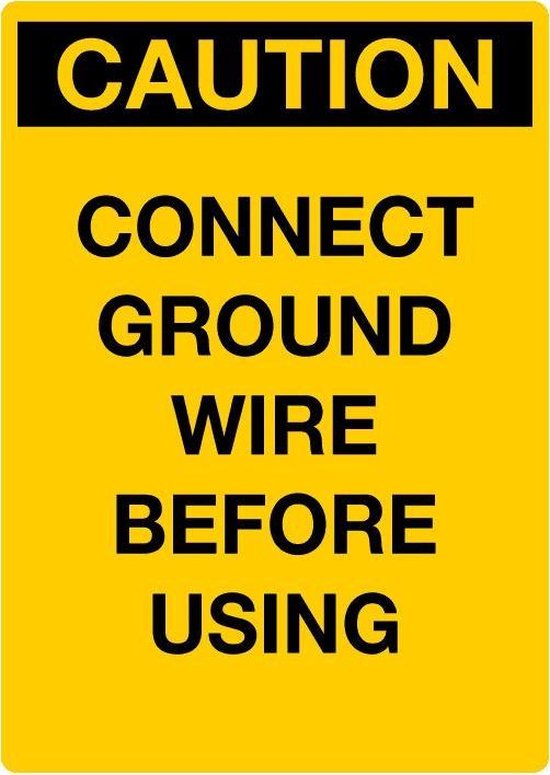 Sticker 'Caution: connect ground wire before using', geel, 105 x 148 mm ...