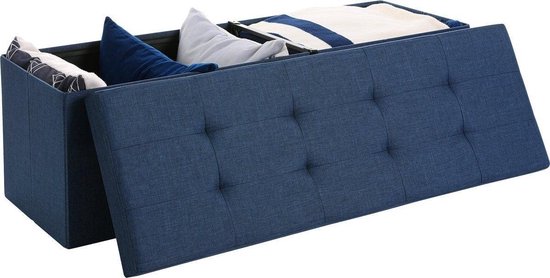 Nancy's Hocker Blauw Groot - Zitbank Met Opbergruimte - Bank - Hockers ...