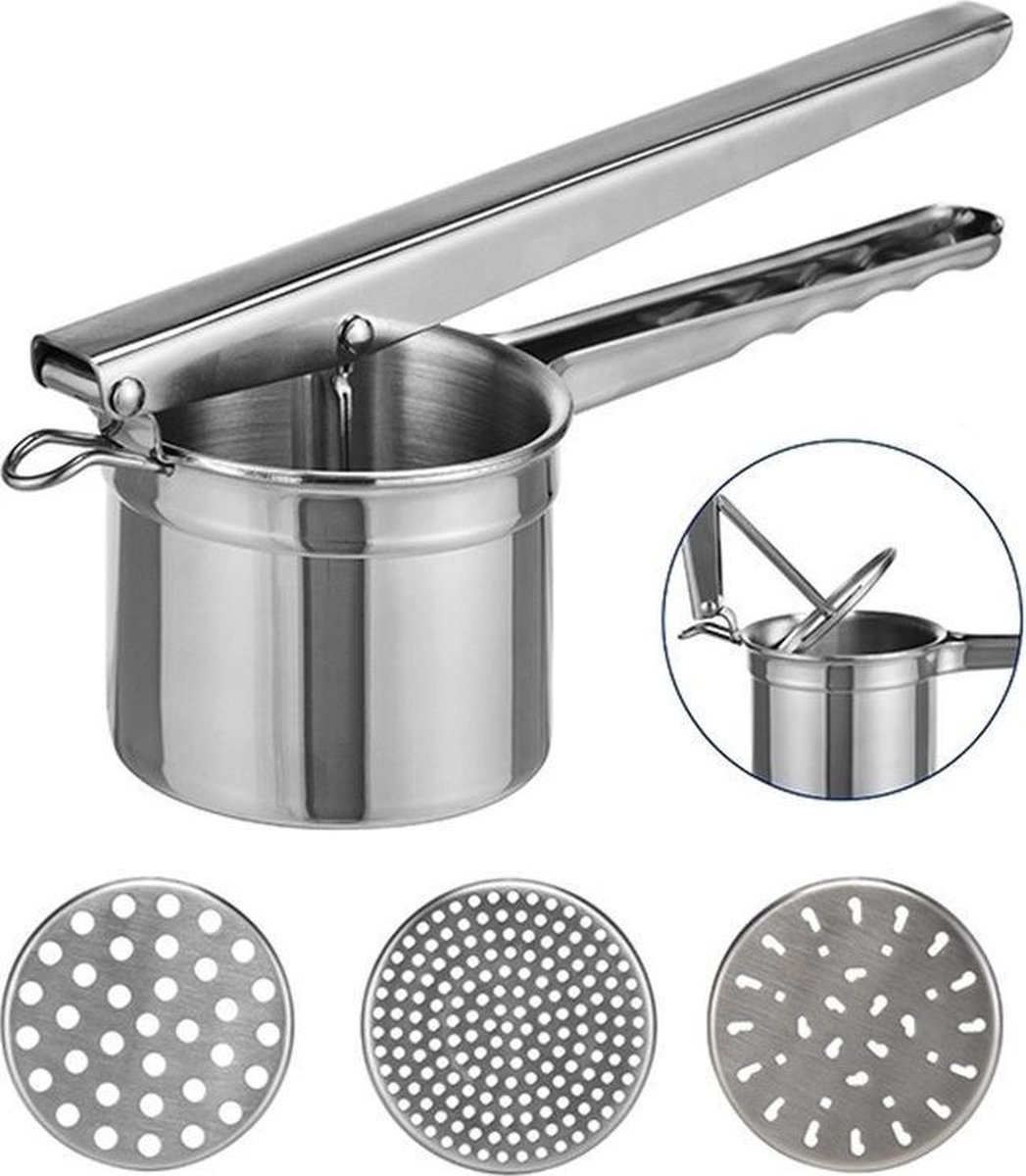 Aardappelpers / puree pers RVS met 3 schijven - Keukengerei / keuken ...
