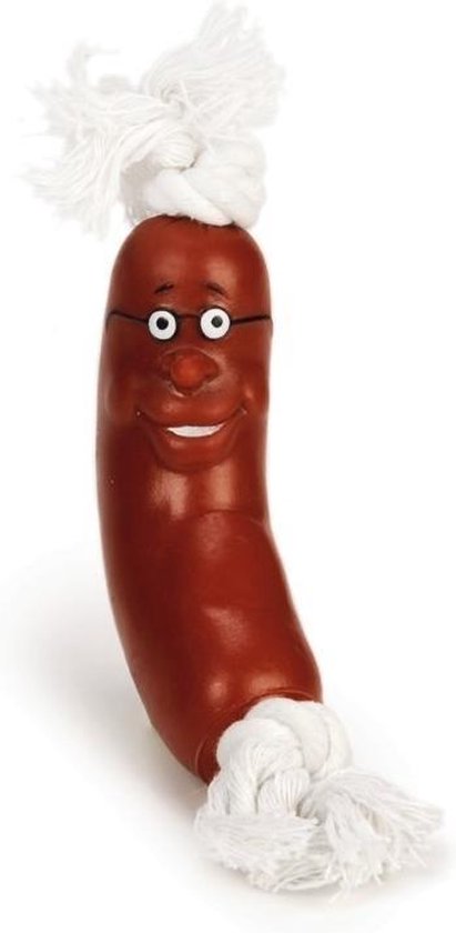 Beeztees Vinyl worstje met touw - Klein | bol.com