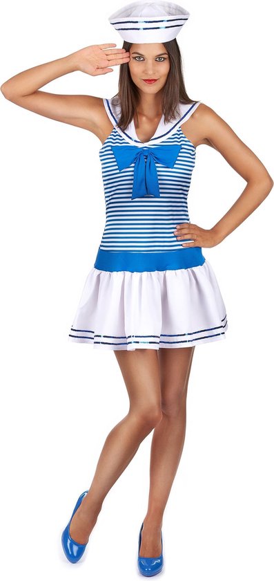 MODAT - Sexy blauw gestreepte matrozen outfit voor vrouwen - L | bol.com
