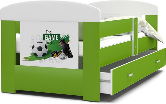 Kinderbed 80x180 cm - groen/voetbal - met matras | bol.com
