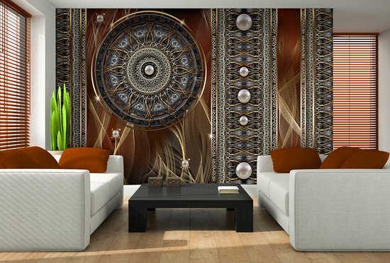 Fotobehang - Vlies Behang - Mandala en Parels - Ornament - Kunst - 208 ...