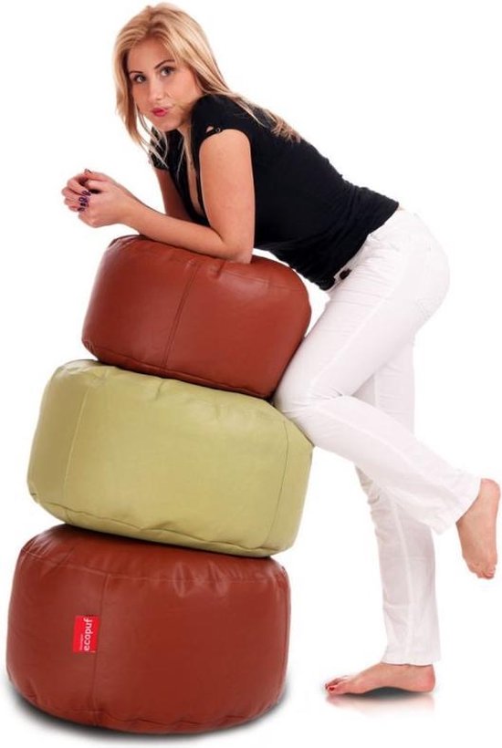 Klassieke kleine poef - kunstleer - olijf - 47cm x 24cm | bol.com