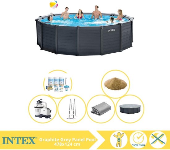 Intex Graphite Gray Panel Zwembad - Opzetzwembad - 478x124 cm ...