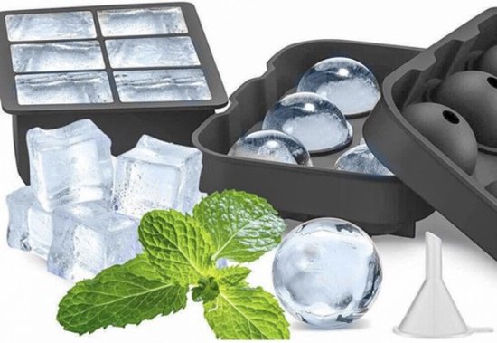 Luxe IJsblokjesvormen Rond en Vierkant - 2 x 6 stuks - Ronde IJsblok ...