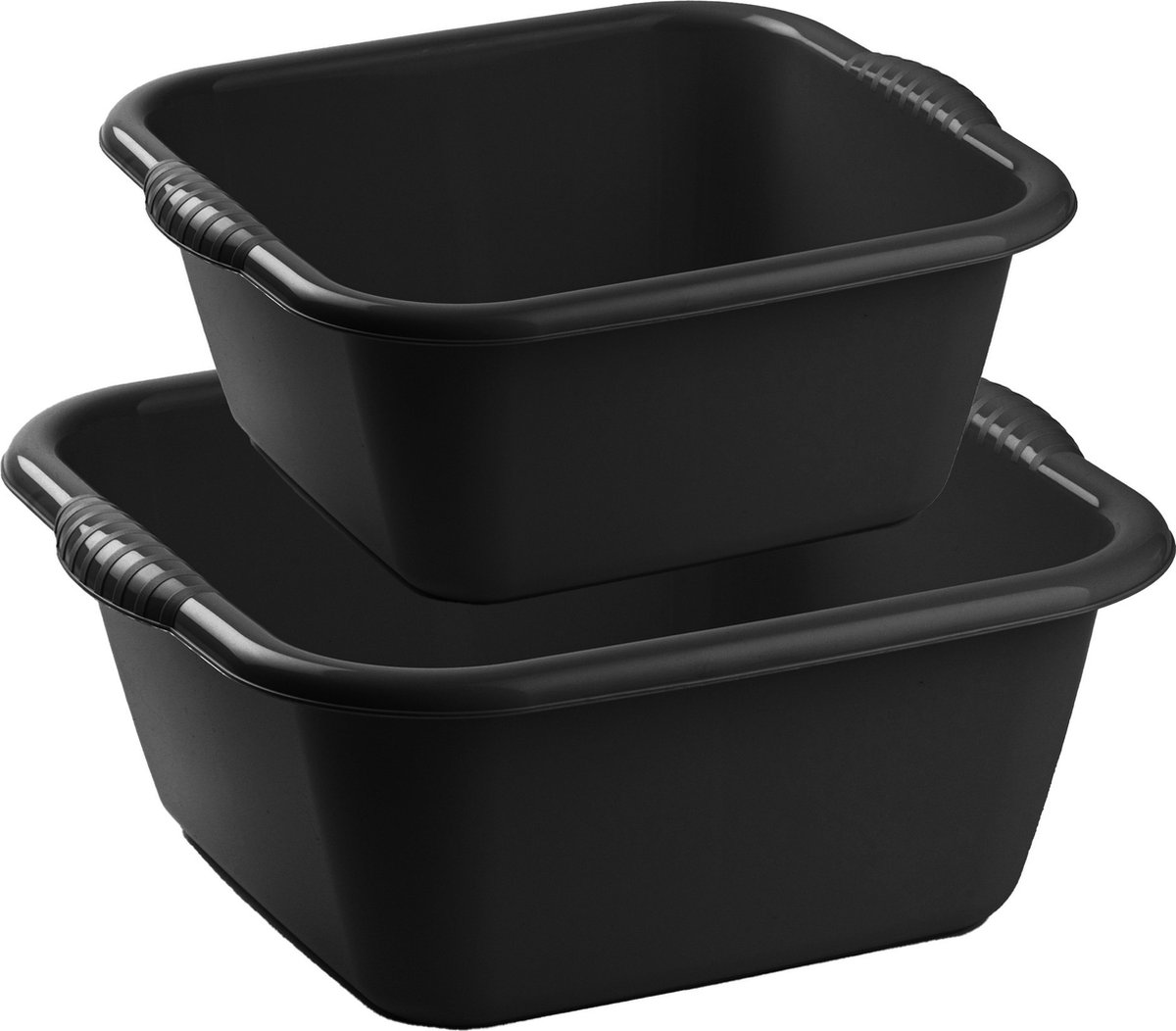 Afwasbak teil - set van 2 formaten - 15 en 20 liter - zwart - kunststof ...