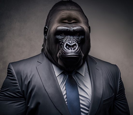 Inductieplaat Beschermer - Gespierde Gorilla Aap in Zakelijk Pak met ...