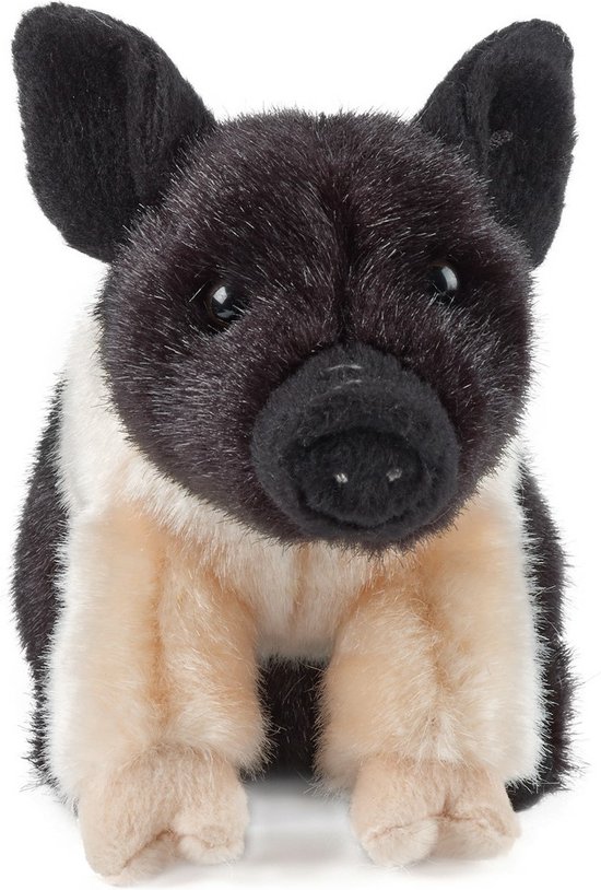 Living Nature Knuffel - varken - zwart met roze - pluche - biggetje ...