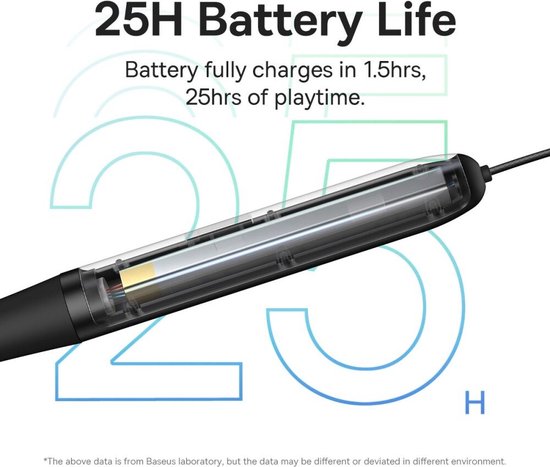 Baseus Bowie P1x Bluetooth Oordopjes met Nekband Zwart | bol