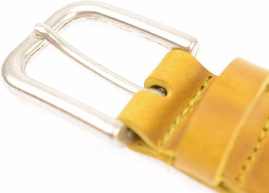 Stoere vintage gele riem met elegant randje - Maat: 65 cm | bol.com