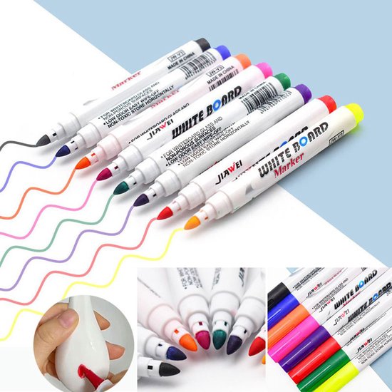 Waterpen - Waterstiften - White Board Stiften - Stiften Bord 12 Kleuren ...