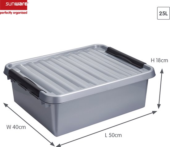 Sunware - Q-line opbergbox 25L metaal zwart - Set van 2 | bol