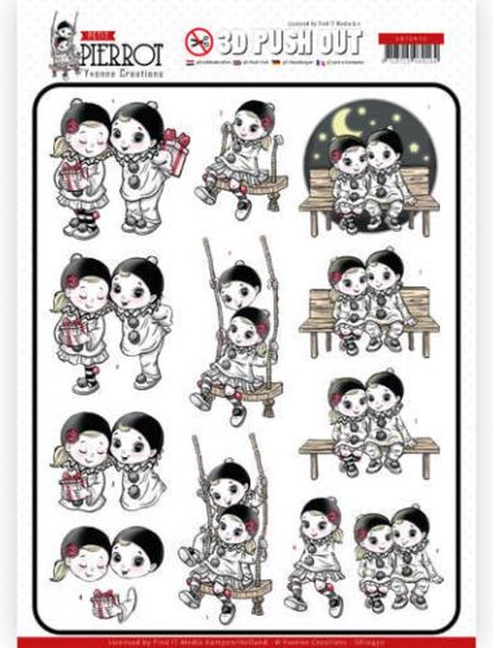 Happy Together Petit Pierrot 3D Push-Out Sheet by Yvonne Creations | bol