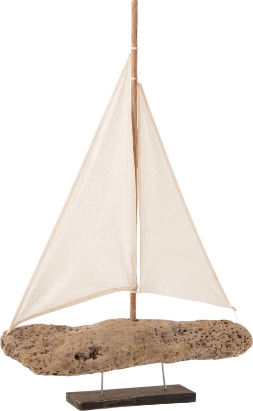 J-Line Zeilboot Op Voet Drijfhout Naturel Large | bol.com