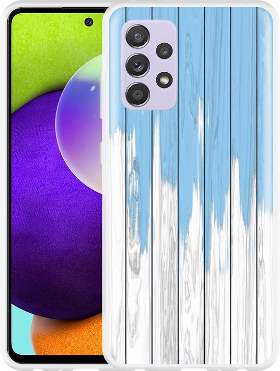 Samsung Galaxy A52 Hoesje Dripping blue paint - Designed by Cazy | bol.com