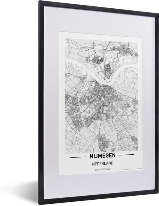 Fotolijst incl. Poster - Stadskaart Nijmegen - 40x60 cm - Posterlijst ...