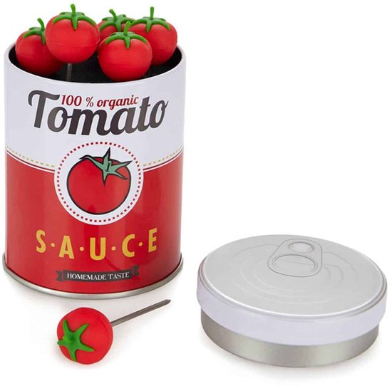 Balvi Cocktailprikkers Tomato 10 X 7 Cm Tin Wit/groen 7-delig | bol