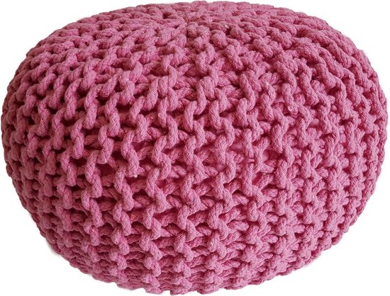 SVJ Poef Rond - 45 x 45 x 30 cm - Katoen - Roze | bol