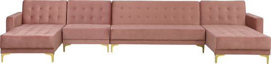 ABERDEEN - Bank U-vormig - Roze - 6 persoons - Universeel - Fluweel | bol