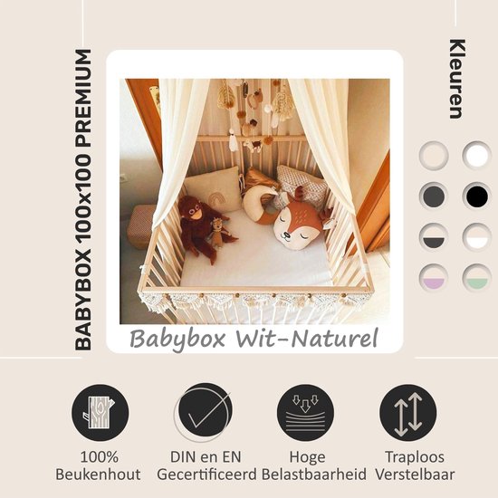 SÄMANN® Baby Box Premium 100x100 Naturel met In hoogte Verstelbare ...