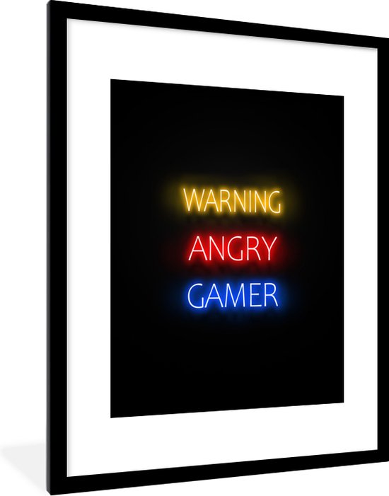Game Poster - Gaming - Quotes - Warning angry gamer - Neon - 60x80 cm | bol
