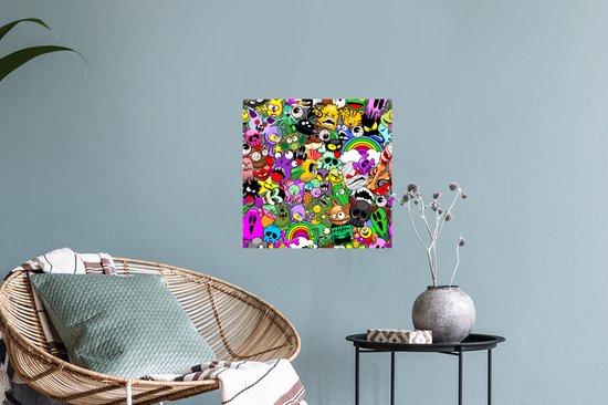 Stickers muraux - Sticker Feuille - Néon - Motifs - Drôles - Monstres ...