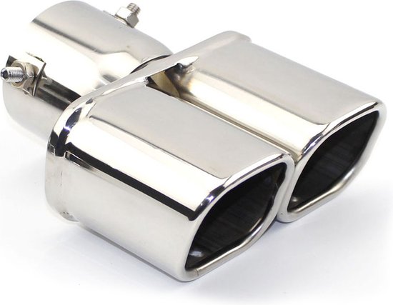 VCTparts Dubbele Uitlaat Chrome Recht 60mm Kopstuk / Eindstuk Vierkant ...