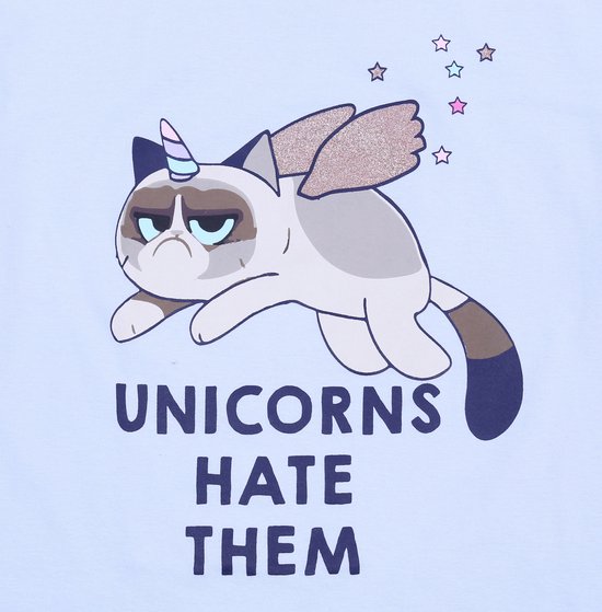GRUMPY CAT - Blauwe pyjama eenhoorn Grumpy Cat / XL | bol