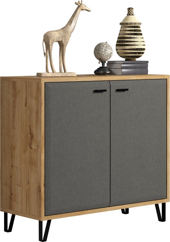 trendteam smart living Blanshe commode, vilt donkergrijs/eiken Navarra ...