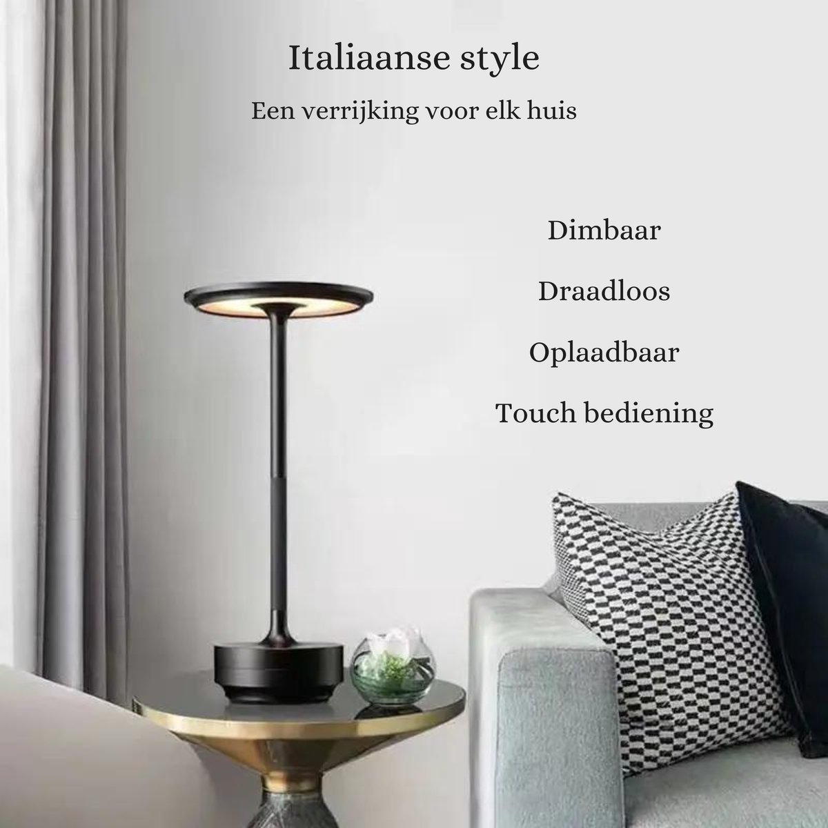 DreamGoods Oplaadbare Tafellamp - 3600mAh - 3 Kleuren Licht - Draadloos ...