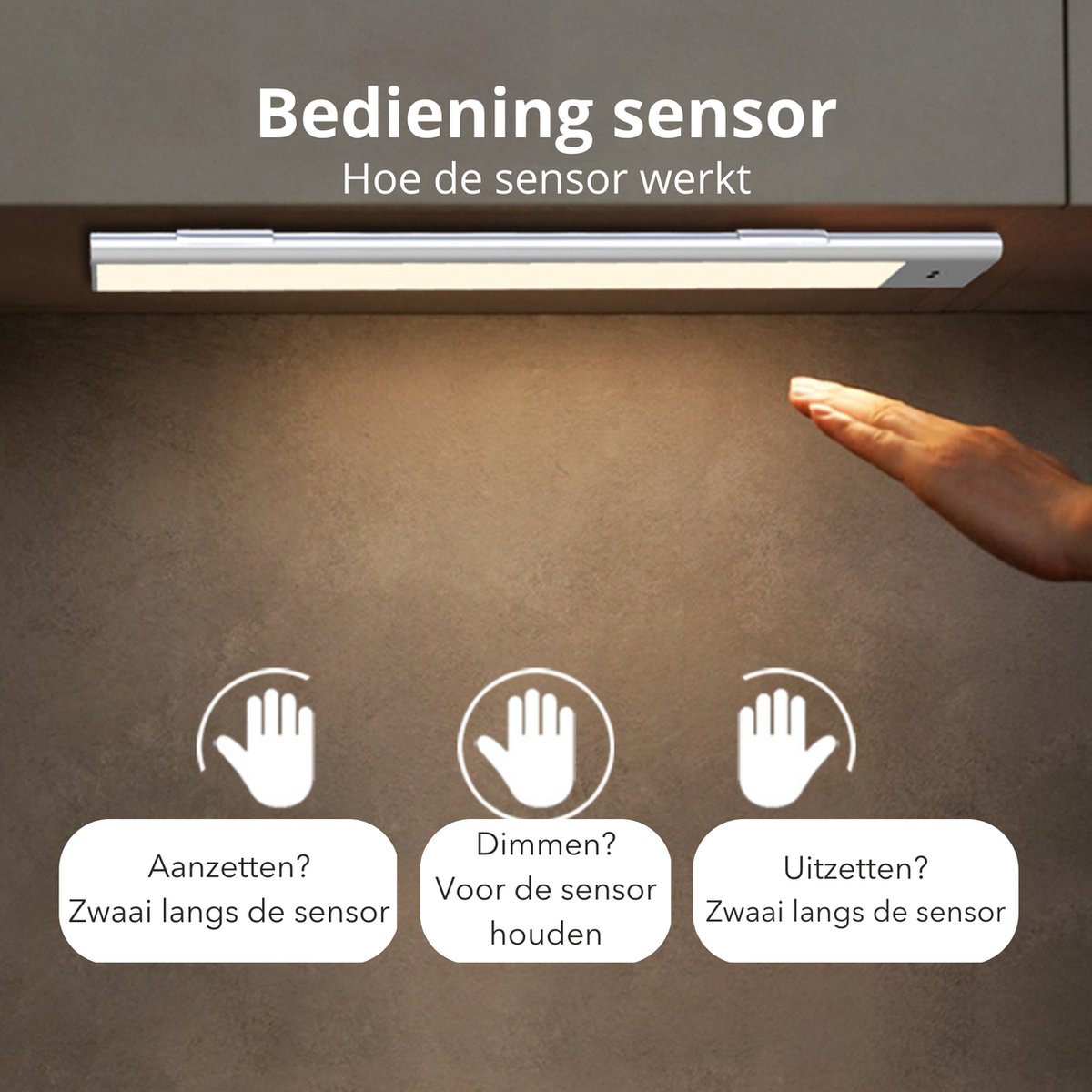 LED Onderbouwverlichting 80 cm met sensor - keuken & kast - Dimbaar ...