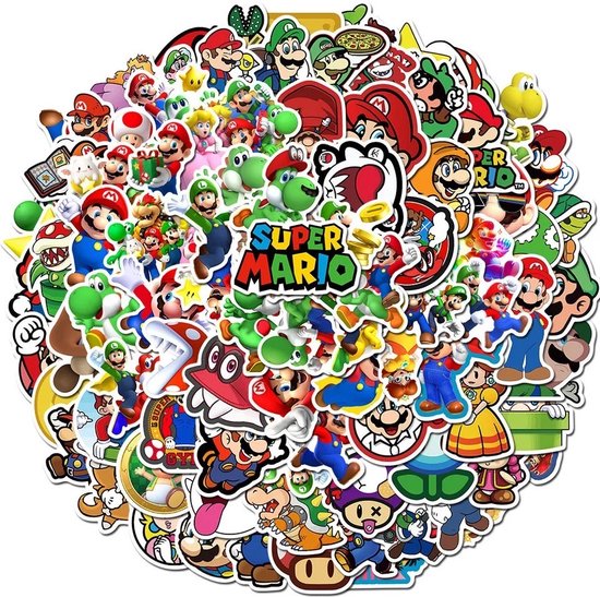 100x Super Mario Bros. Stickers - Mario & Luigi - Stickerset voor op de ...