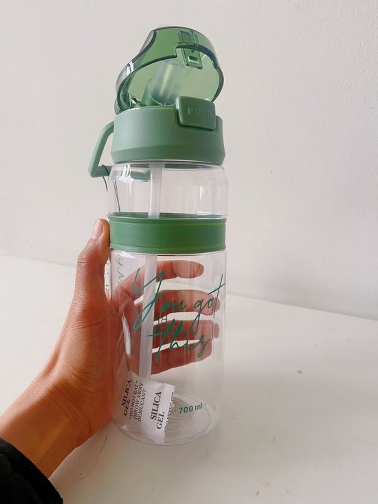 Floraweg Drinkfles,700ml, waterfles met tekst print, met rietje,PCTG ...