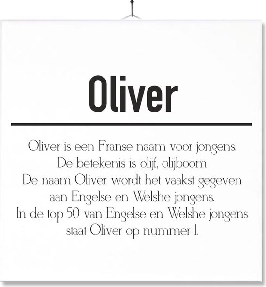 Tegel Met Opdruk | Betekenis | Kado | Cadeau | Met Naam - Oliver | bol.com